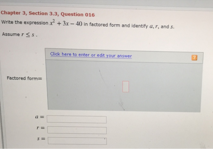 Solved Chapter 3, Section 3.3, Question 016 Write the | Chegg.com