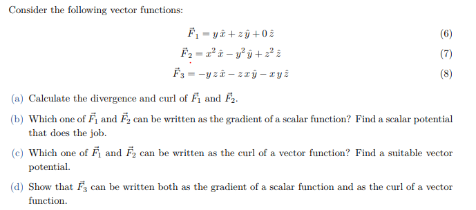 Solved Consider the following vector functions: (a) | Chegg.com