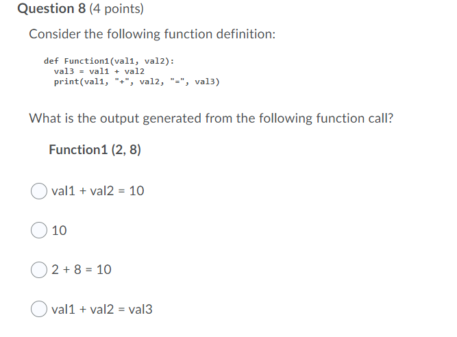Solved Question 5 (4 points) The following is an incomplete | Chegg.com