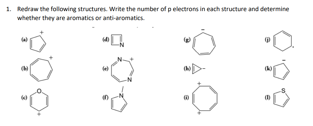 Solved 1. Redraw the following structures. Write the number | Chegg.com