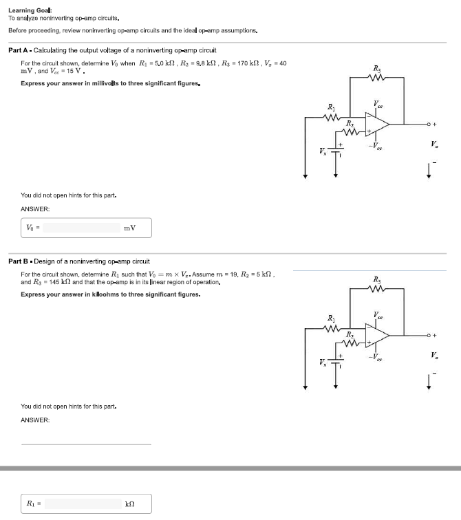 Solved Learning Goal: To andyze noninverting op-amp | Chegg.com