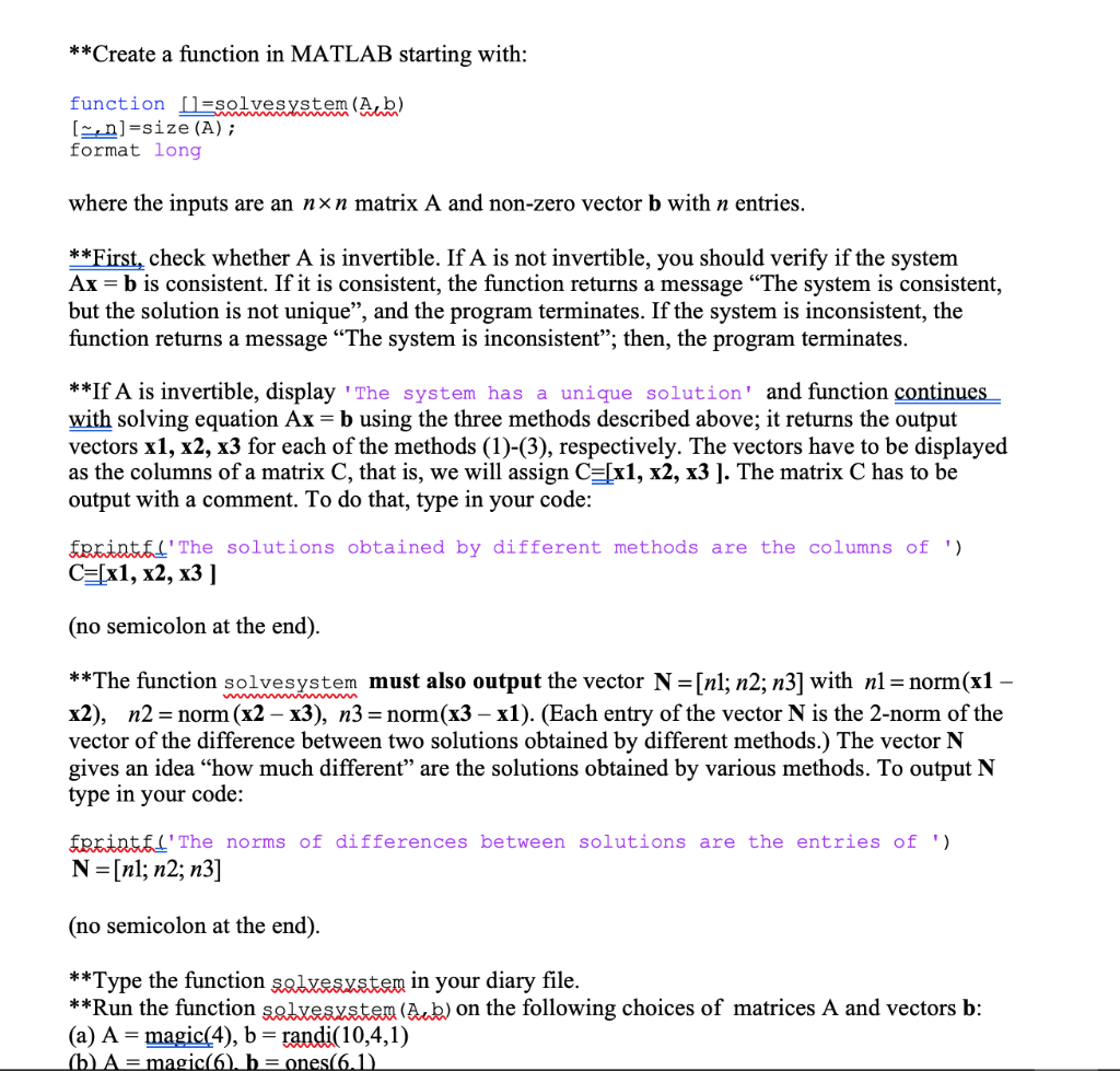 **Create a function in MATLAB starting with: function | Chegg.com