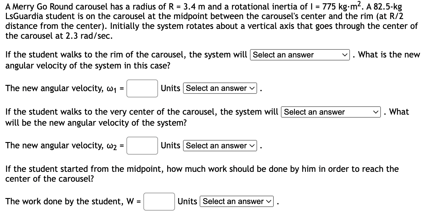 Solved A Merry Go Round carousel has a radius of R=3.4 m and | Chegg.com