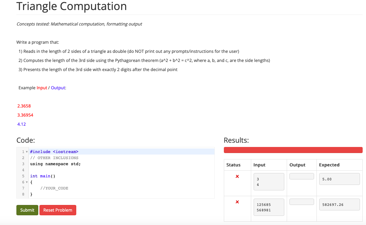 Solved Triangle Computation Concepts tested: Mathematical | Chegg.com