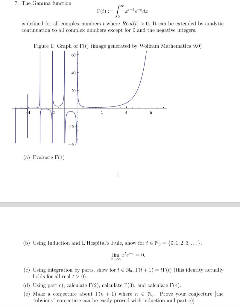 Solved 7. The Gamma function 0 is defined for all complex | Chegg.com