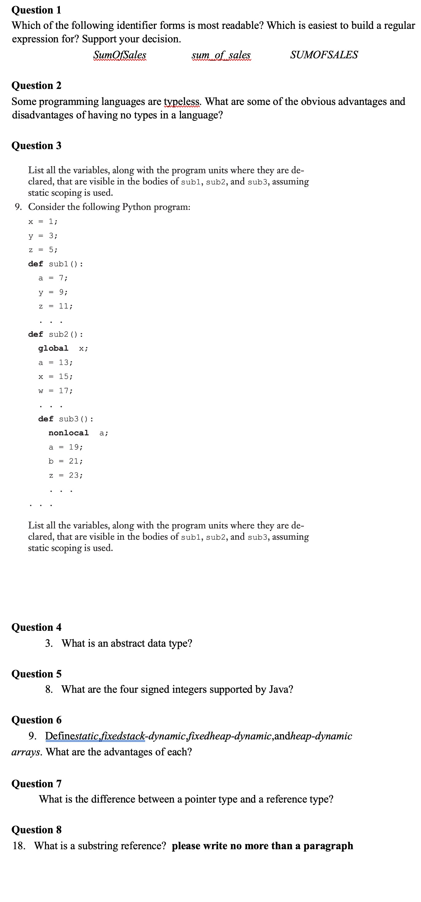 Solved Question 1Which of the following identifier forms is | Chegg.com