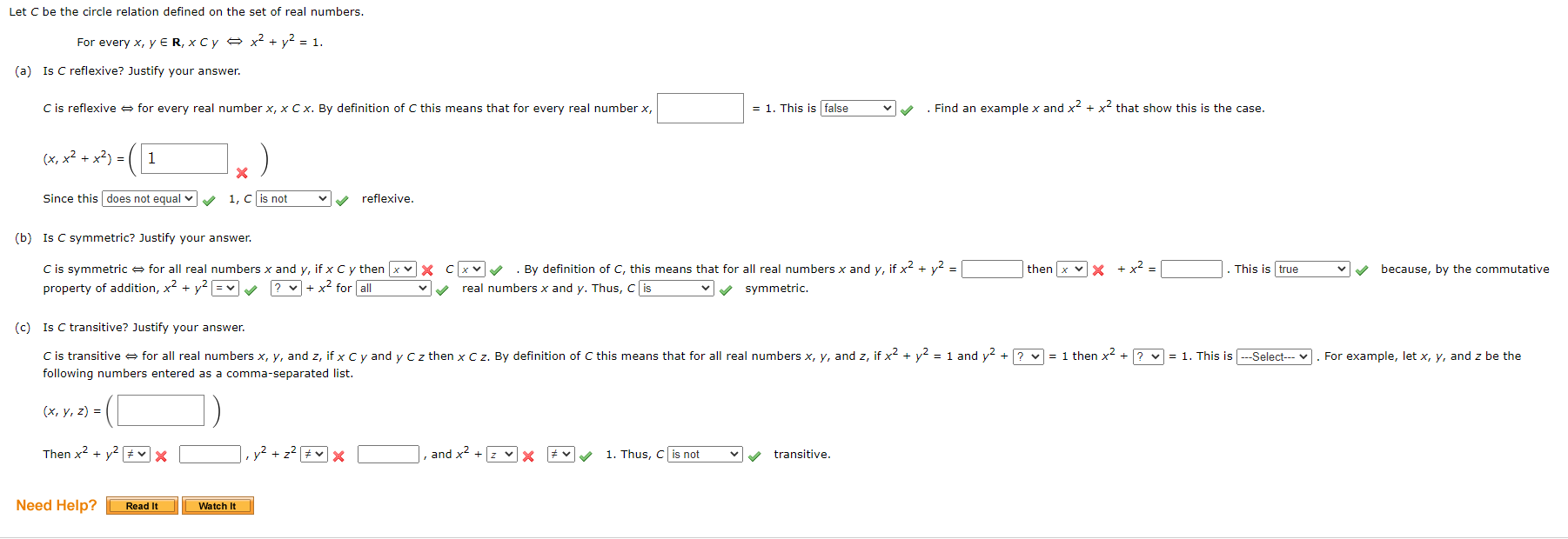Solved Let C be the circle relation defined on the set of | Chegg.com