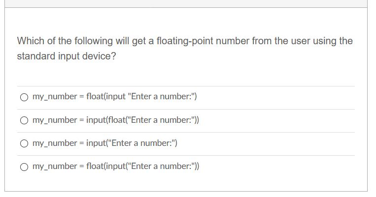 Solved Which of the following will get a floating-point | Chegg.com