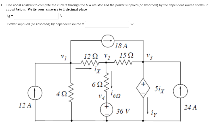 Solved 1. Use nodal analysis to compute the current through | Chegg.com