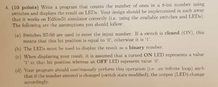 Solved 4. (10 points) Write a program that counts the number | Chegg.com