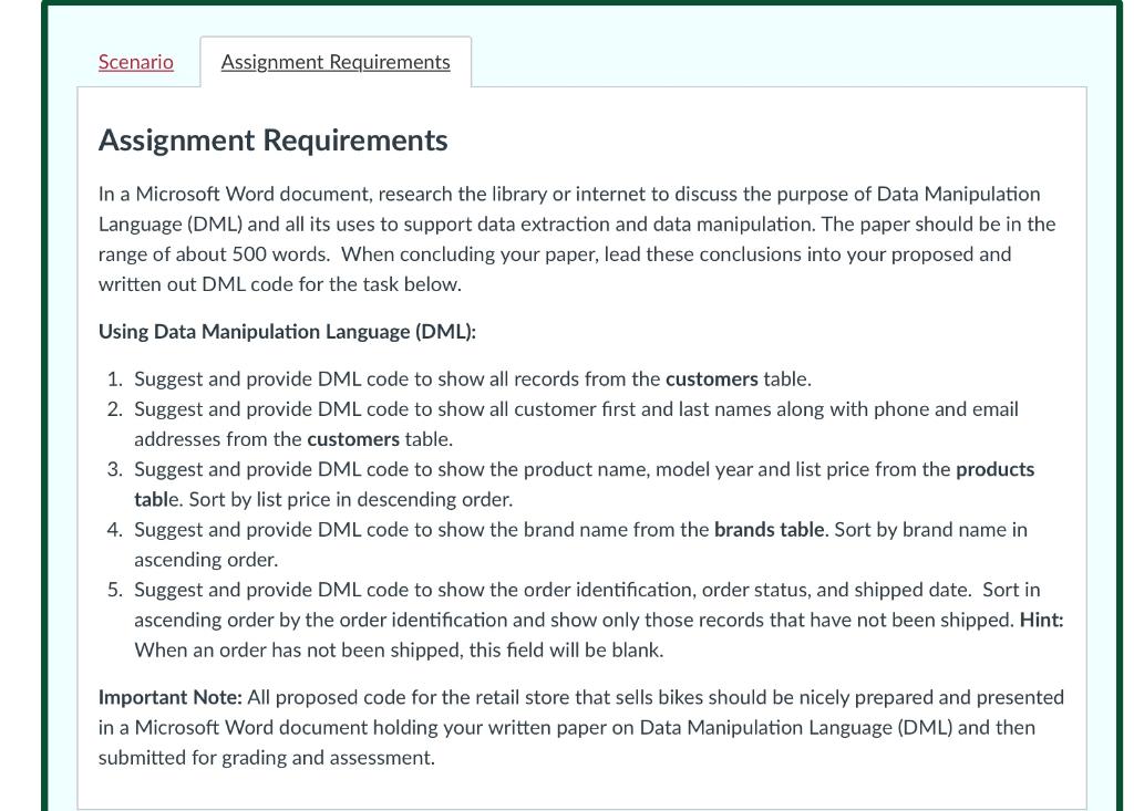 Solved Assignment Requirements In a Microsoft Word document, | Chegg.com