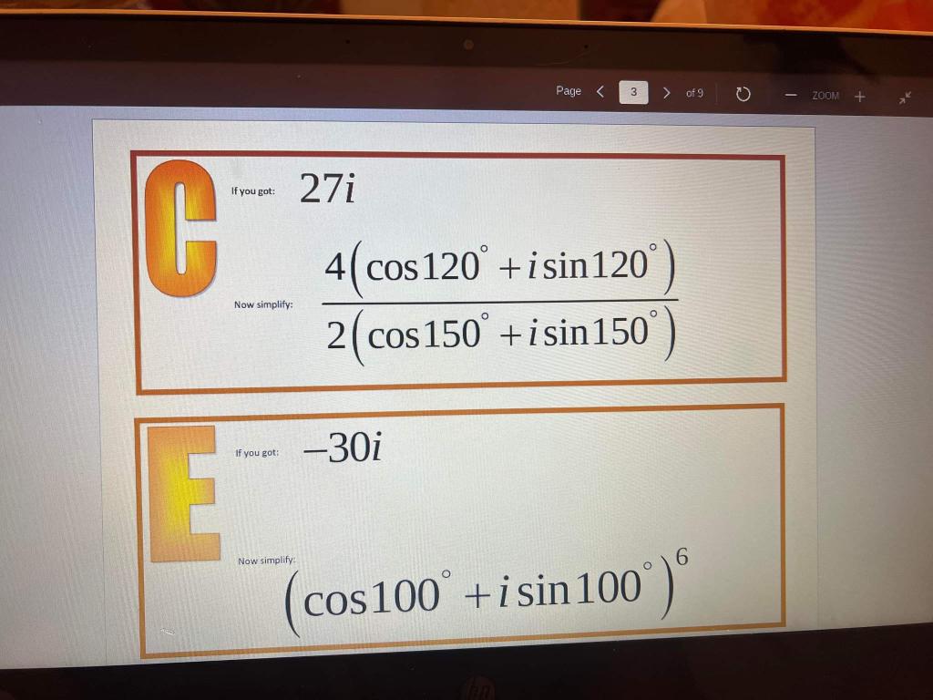 Solved COMPLEX NUMBERS IN POLAR FORM Scavenger Hunt Name | Chegg.com