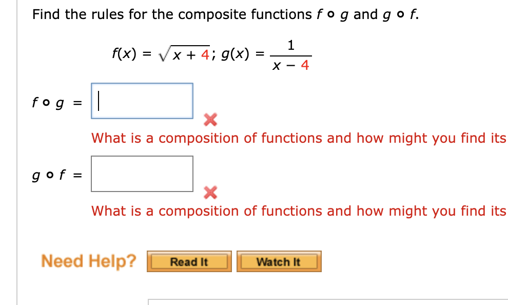 Solved Find the rules for the composite functions f∘g and | Chegg.com