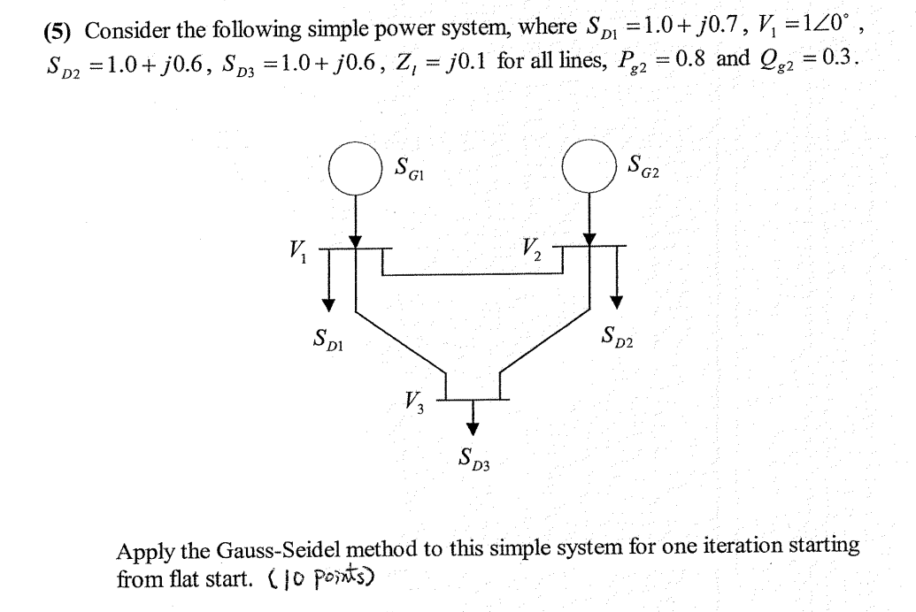 Solved (5) Consider the following simple power system, where | Chegg.com