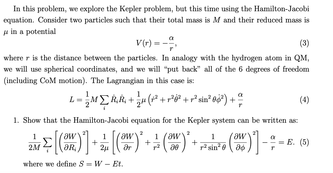 Solved a In this problem, we explore the Kepler problem, but | Chegg.com