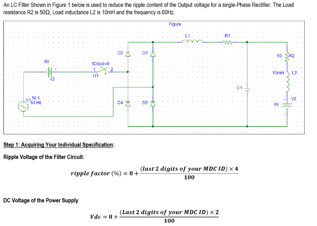 Solved Vdc = Ripple factor, ripple= Ripple Voltage | Chegg.com