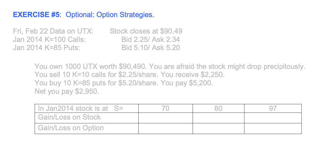 Solved EXERCISE #5: Optional: Option Strategies. Fri, Feb 22 | Chegg.com