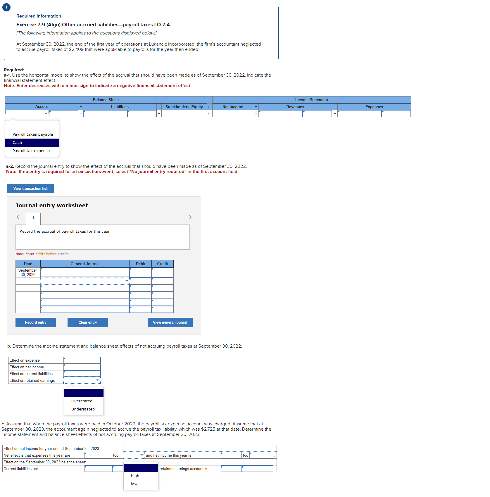 Solved Required information Exercise 7-9 (Algo) Other | Chegg.com