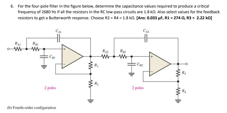 Solved 6. For the four-pole filter in the figure below, | Chegg.com