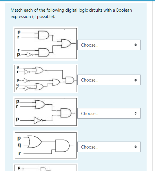 Solved Match each of the following digital logic circuits | Chegg.com
