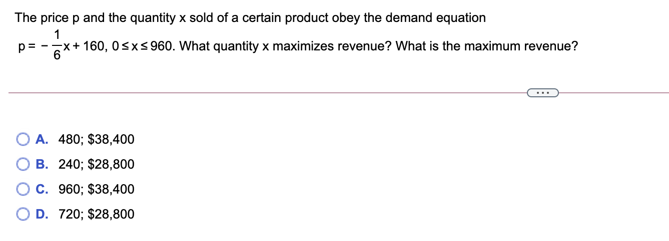 Solved The price p and the quantity x sold of a certain | Chegg.com