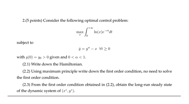 Solved 2.(5 ﻿points) ﻿Consider the following optimal control | Chegg.com
