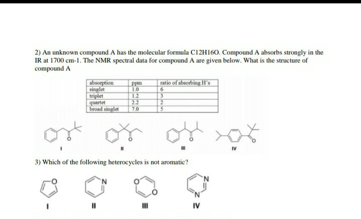 Solved 2) An unknown compound A has the molecular formula | Chegg.com