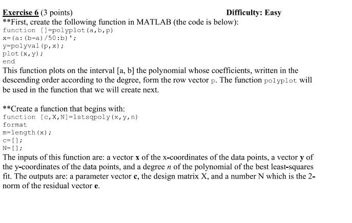 Solved Exercise 6 (3 points) Difficulty: Easy **irst, create | Chegg.com