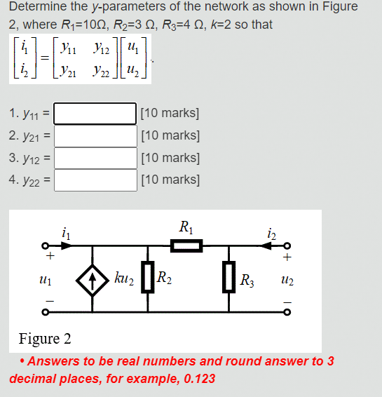 Solved Determine the y-parameters of the network as shown in | Chegg.com