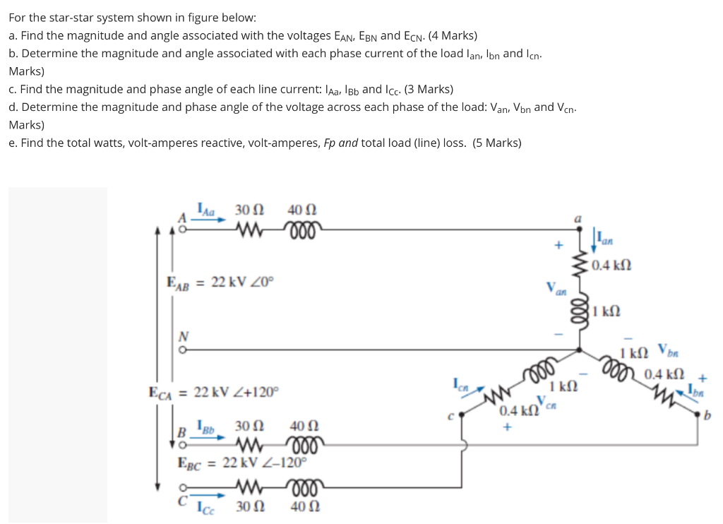 Solved For the star-star system shown in figure below: a. | Chegg.com