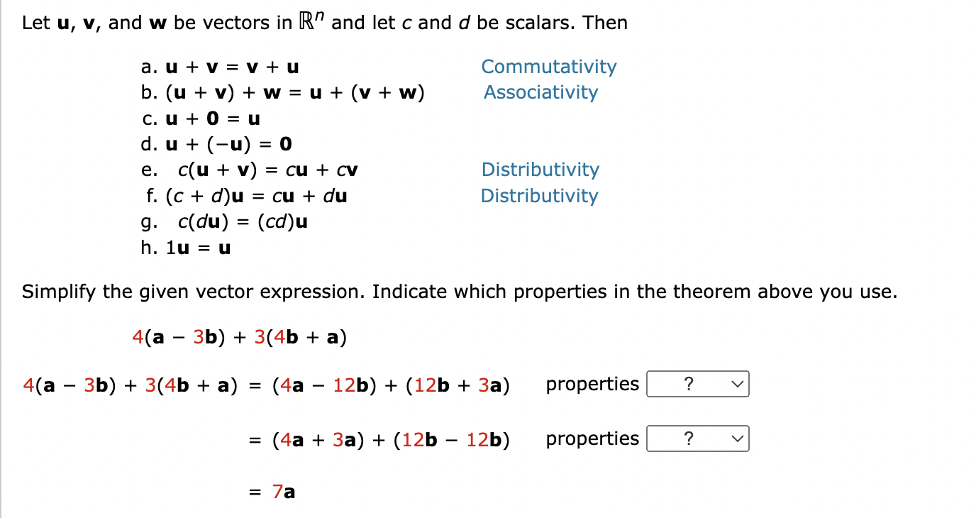 Solved Let u,v, and w be vectors in Rn and let c and d be | Chegg.com