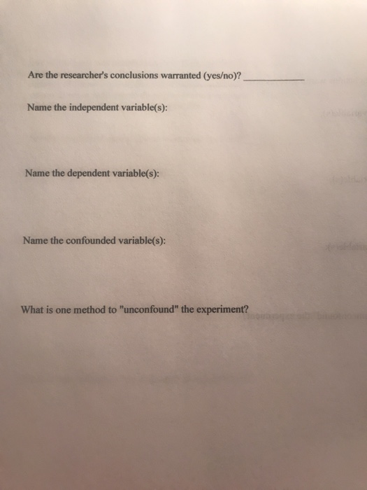 Solved Confound Exercise Name: Instruction: For each | Chegg.com