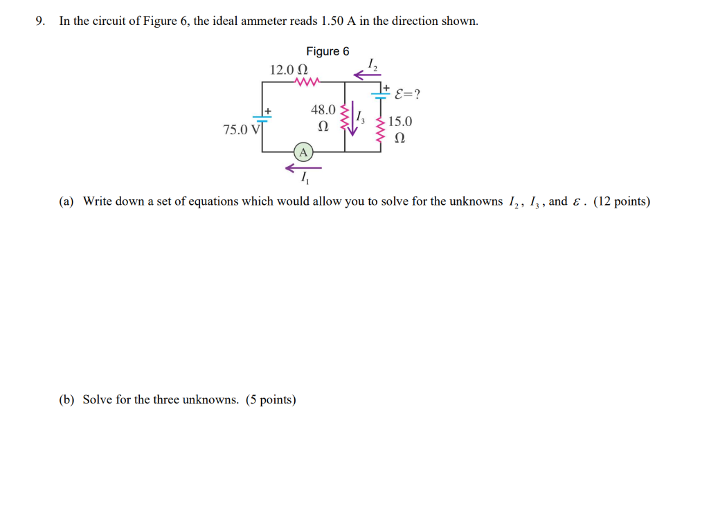 Solved 9. In the circuit of Figure 6 , the ideal ammeter | Chegg.com