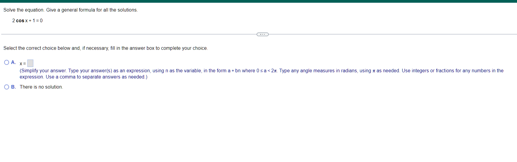 Solved Solve the equation. Give a general formula for all | Chegg.com