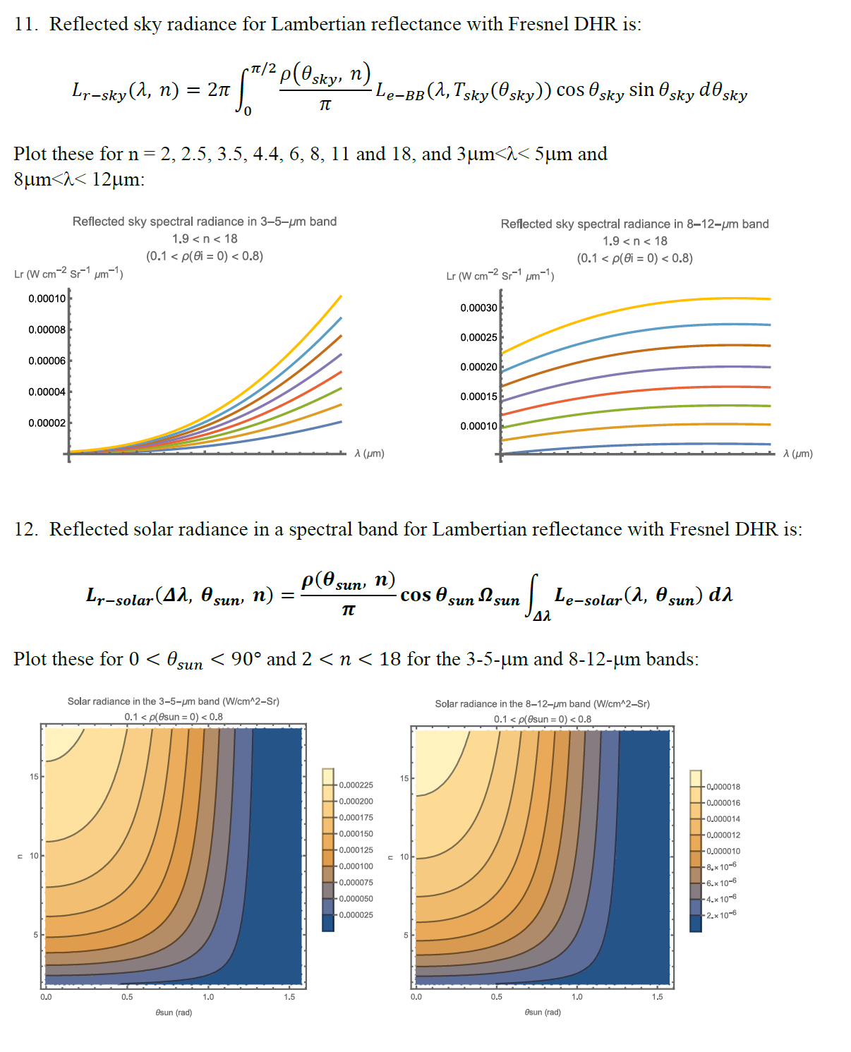 Solved 11. Reflected sky radiance for Lambertian reflectance | Chegg.com