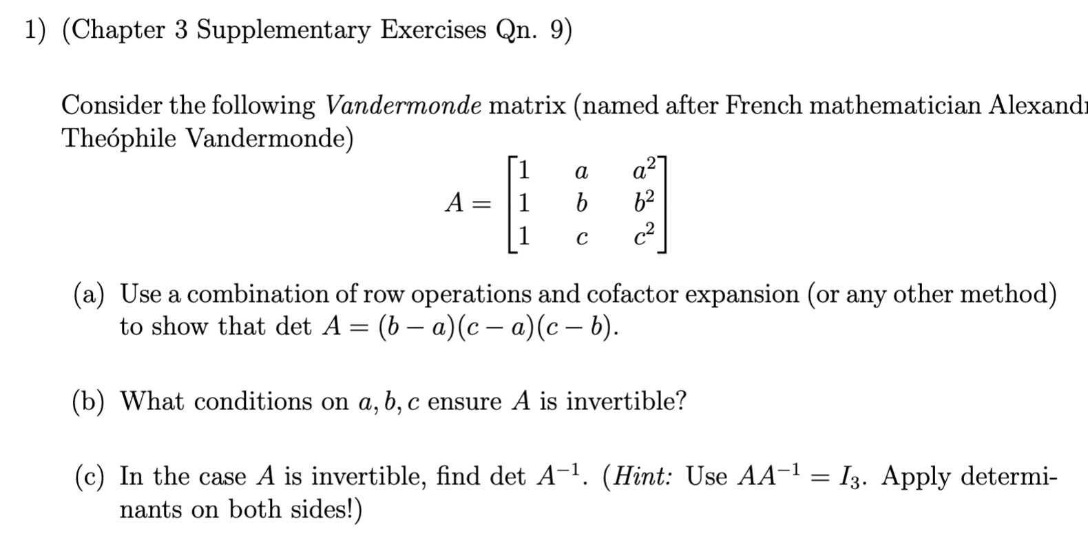 Solved 1) (Chapter 3 Supplementary Exercises Qn. 9) Consider | Chegg.com