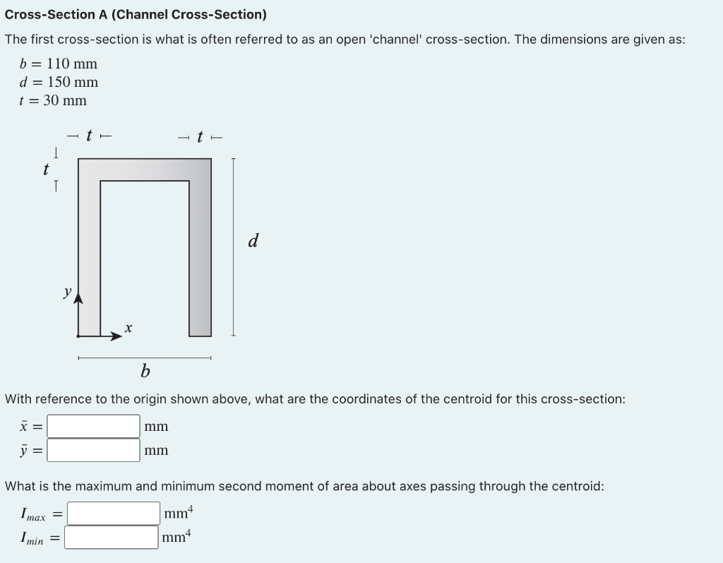 Solved Cross-Section A (Channel Cross-Section) The first | Chegg.com