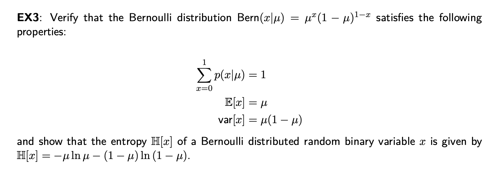 Solved EX3: Verify that the Bernoulli distribution | Chegg.com