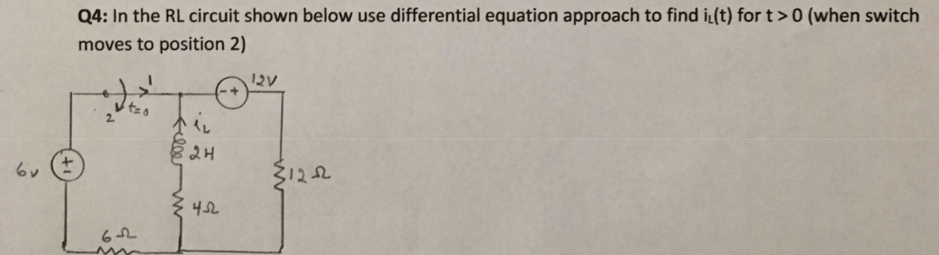 Solved Q4: In the RL circuit shown below use differential | Chegg.com