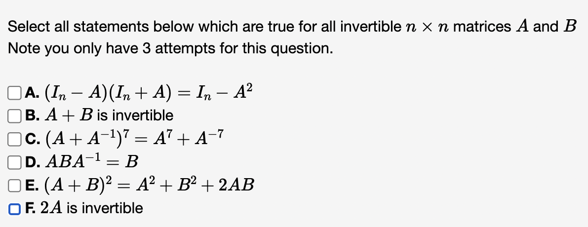 Solved Select all statements below which are true for all | Chegg.com