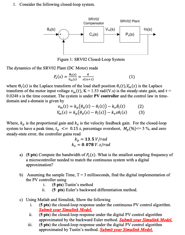 1. Consider the following closed-loop system. SRVO2 | Chegg.com