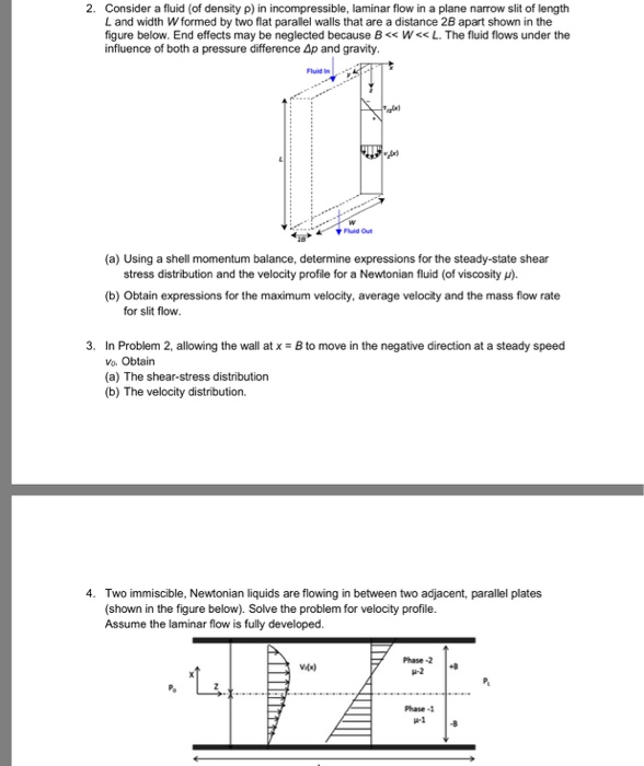 Solved 2. Consider a fluid (of density p) in incompressible, | Chegg.com
