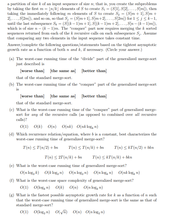 Solved 7. [7 pts.] Consider a generalization of the | Chegg.com
