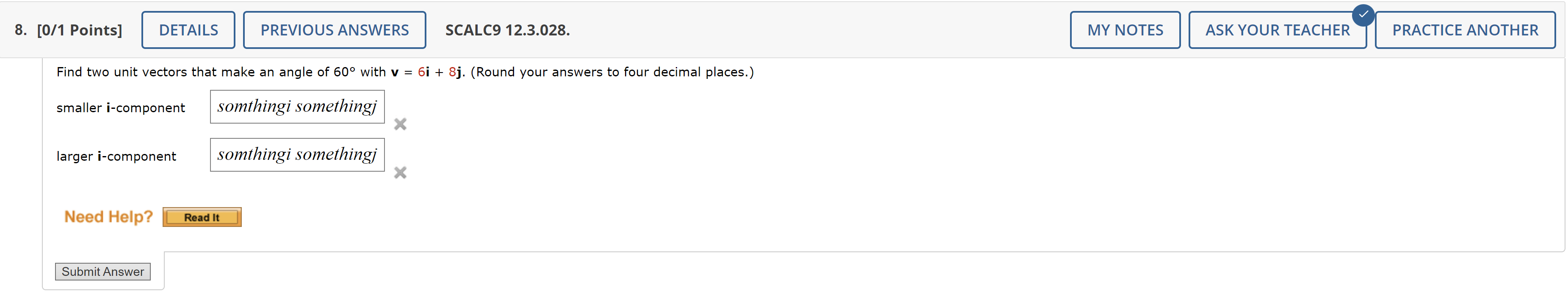 [solved] Find Two Unit Vectors That Make An Angle Of 6