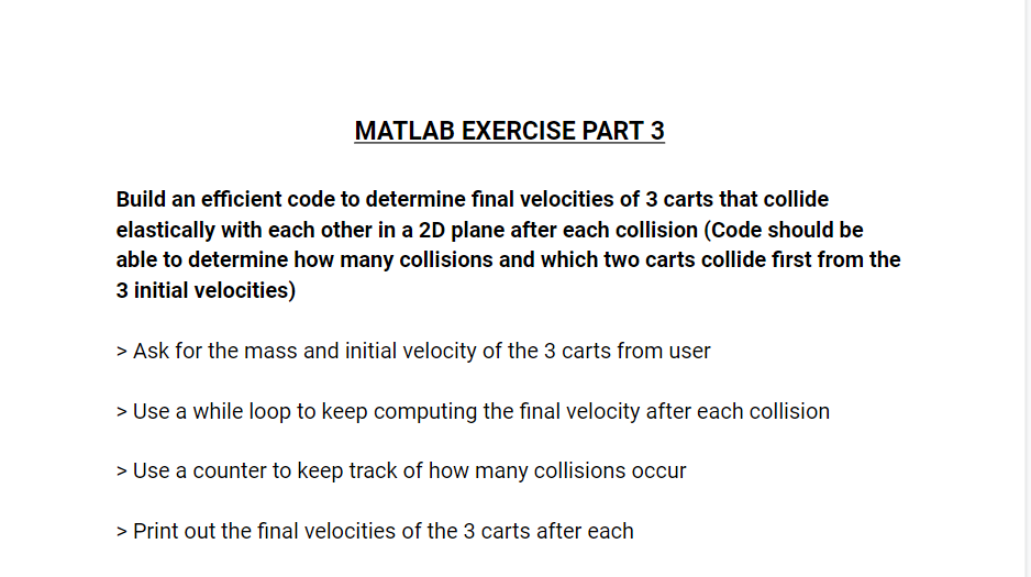 MATLAB EXERCISE PART 3 Build an efficient code to | Chegg.com