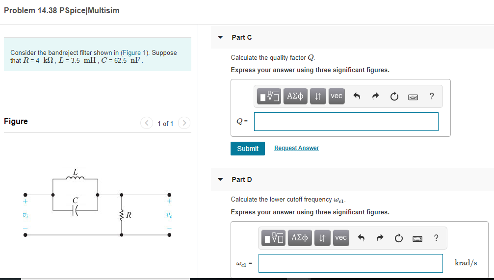 Solved Homework #2 Problem 14.38 PSpice Multisim Part A | Chegg.com