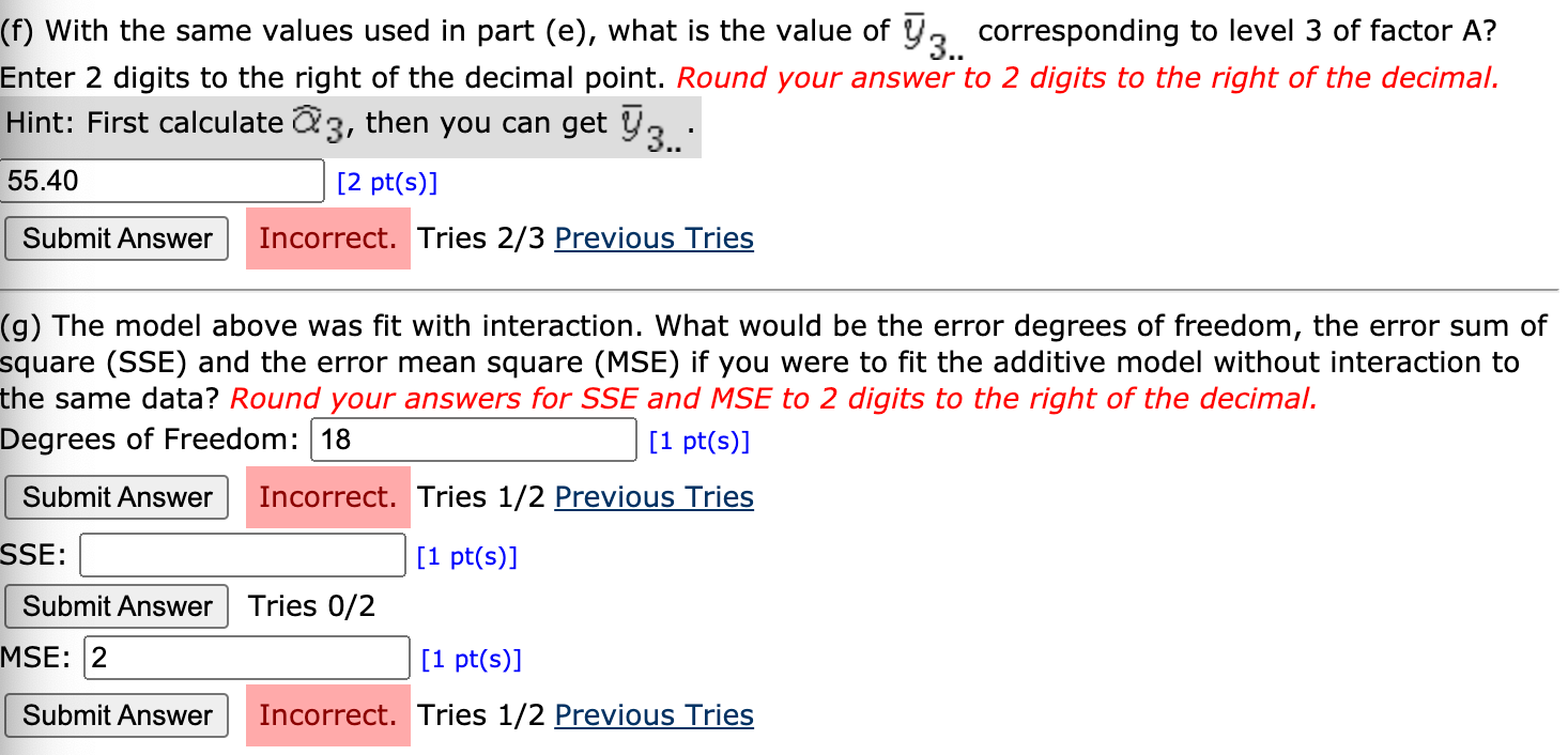 Solved A two-way analysis of variance model with interaction | Chegg.com