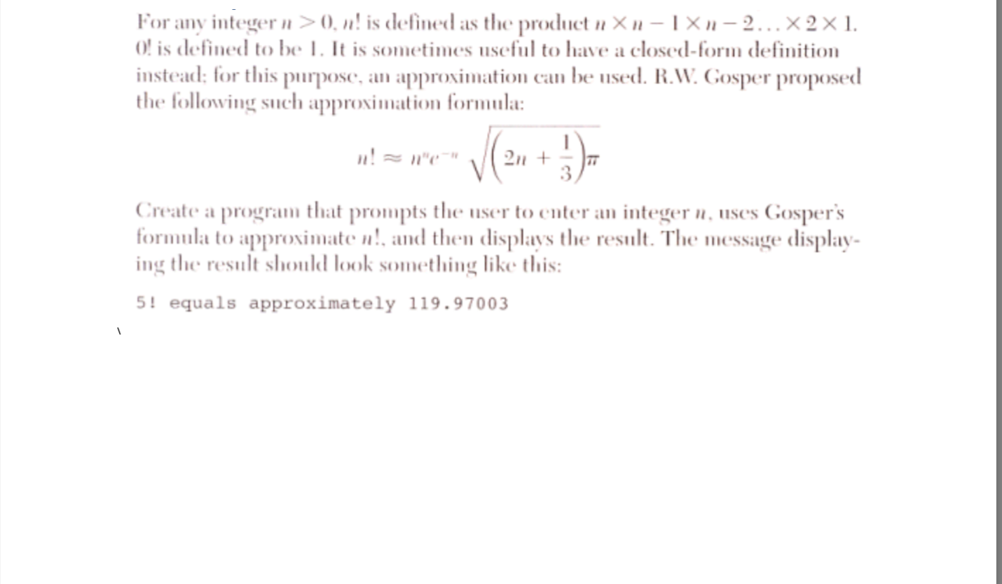 Solved For any integer n >0), ! is defined as the product 11 | Chegg.com
