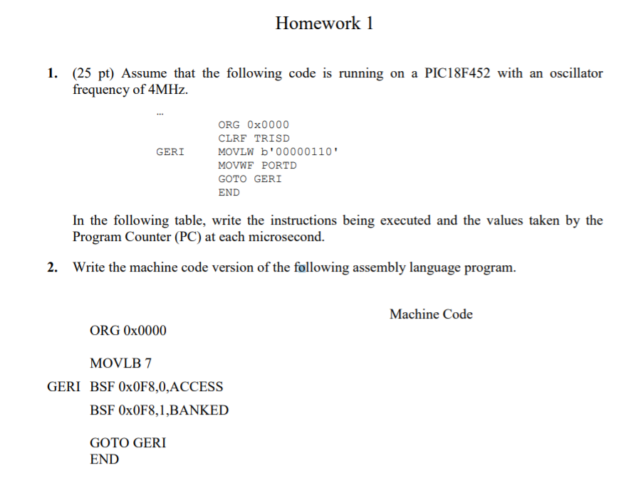 Solved Homework 1 1. (25 pt) Assume that the following code | Chegg.com