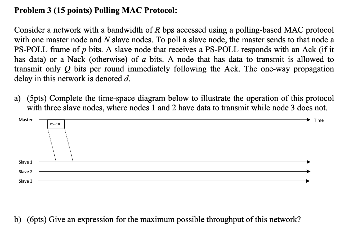 Problem 3 (15 points) Polling MAC Protocol: Consider | Chegg.com